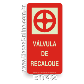Placa indicativa de Válvula de Recalque (Fotoluminescente) | PlacasOnline