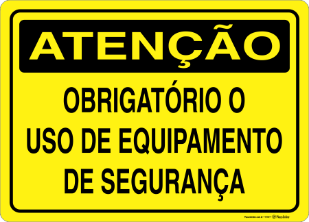 Placa ATENÇÃO: Obrigatório o uso de equipamento de segurança | PlacasOnline Placa ATENÇÃO: Obrigatório o uso de equipamento de segurança | PlacasOnline