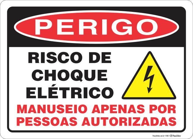 Placa PERIGO: Risco de Choque Elétrico | PlacasOnline