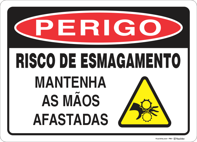 placa PERIGO: Risco de Esmagamento | PlacasOnline