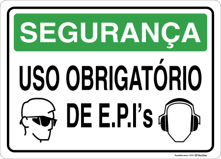 Placa SEGURANÇA: Uso obrigatório de EPI's | PlacasOnline