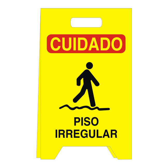 Placa Cavalete Dobrável - Cuidado: Piso Irregular | PlacasOnline