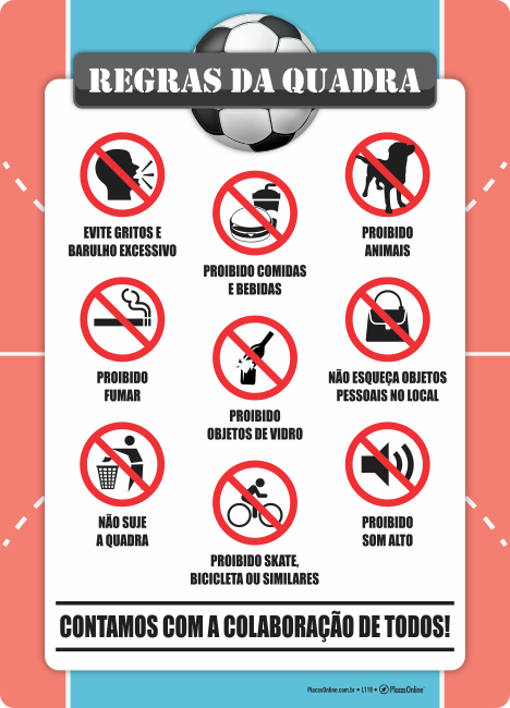 Placa de Regras para Quadra Poliesportiva | PlacasOnline